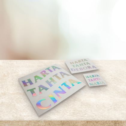 Sticker Hologram Harta Tahta Custom 15 x 15 cm | Printku